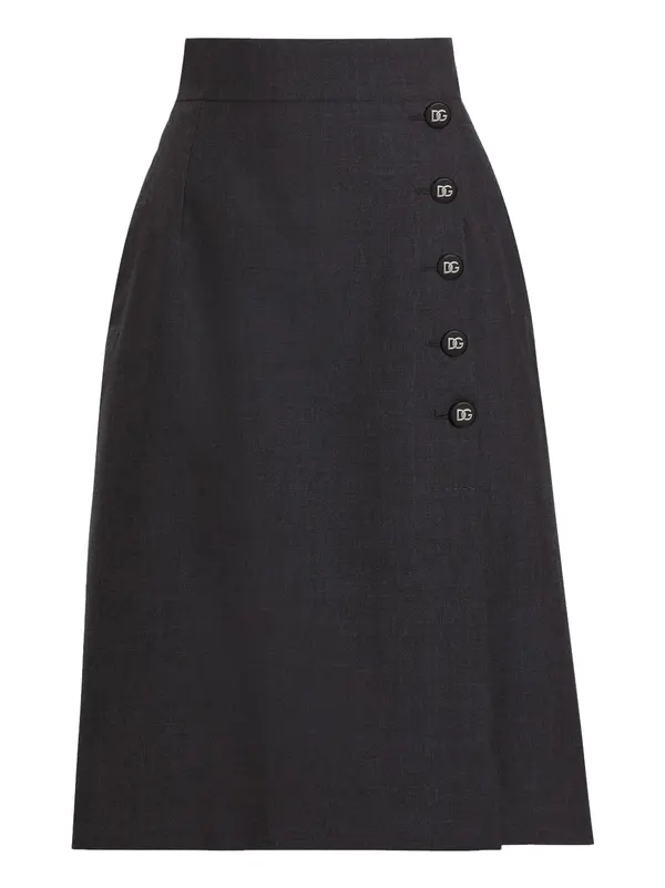 Dolce & Gabbana Overlapping Panel Midi Skirt - Black