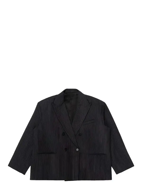 MAINLESS Pinstripe Double-breasted Blazer - Grey