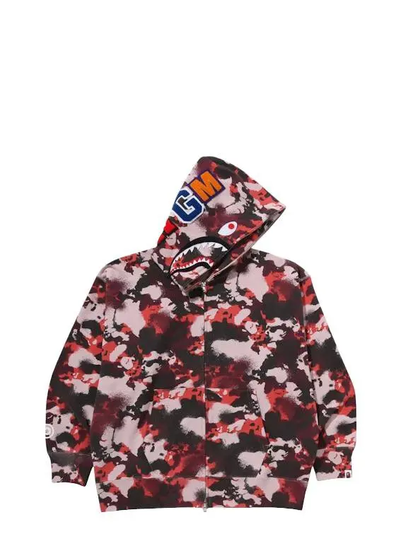BAPE Map Camo Shark Full Zip Hoodie - Red