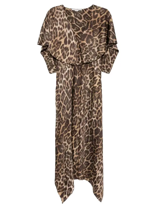 Stella McCartney Leopard Print Midi Dress - Brown