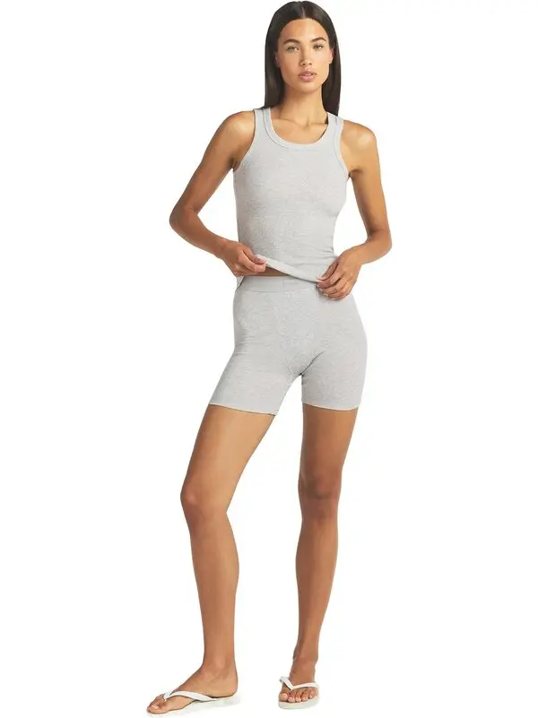SKIMS Ribbed Cotton Scoop Neck Tank Top - Light Heather Grey
