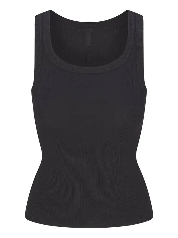 SKIMS Ribbed Scoop Neck Tank Top - Soot