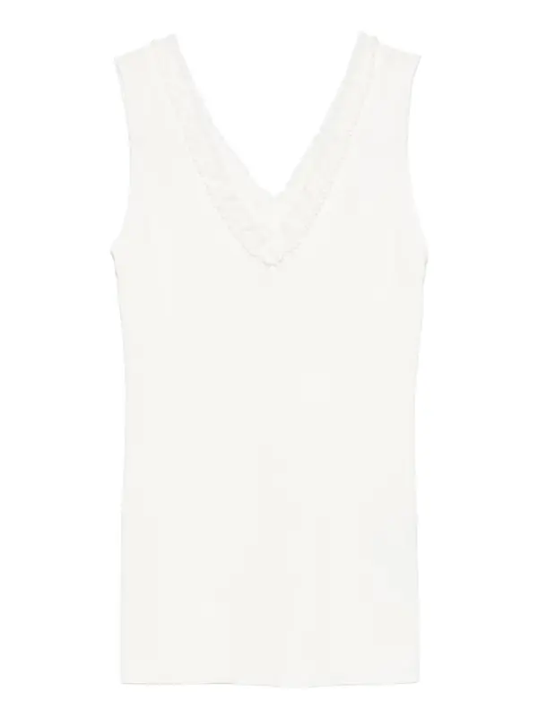 P.a.r.o.s.h Bead-embellished Tank Top - White