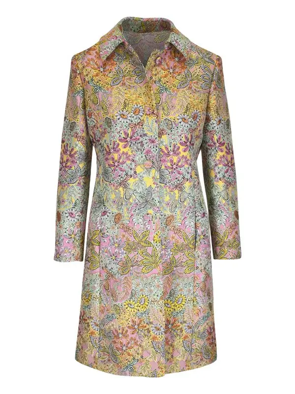 Etro Floral-jacquard Coat - Yellow
