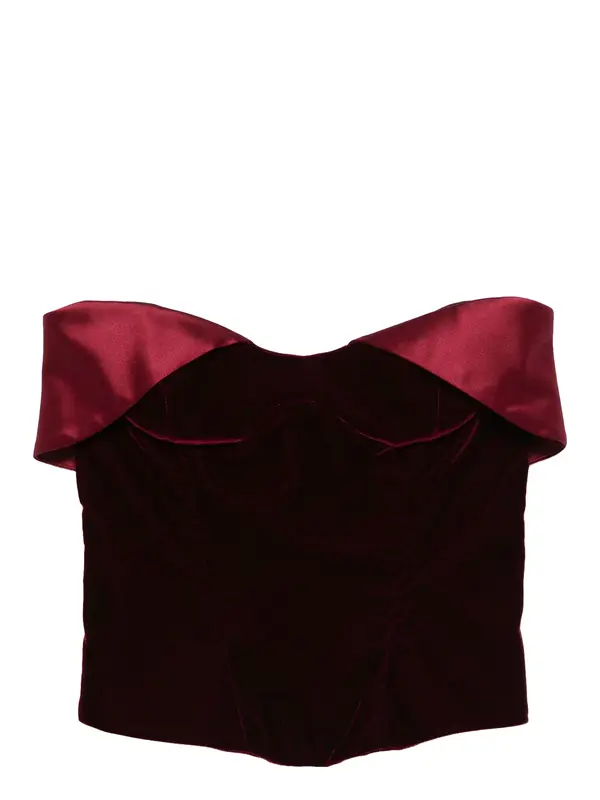 MUGLER Velvet Corset Top - Red