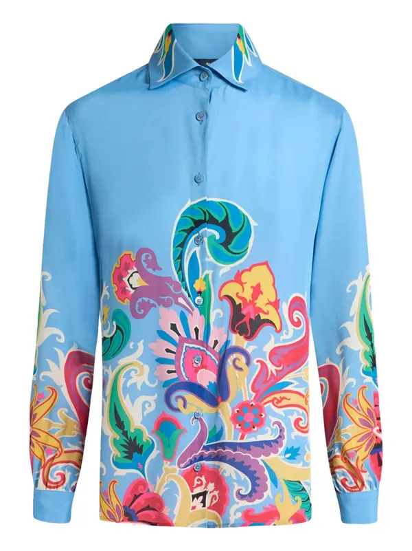 Etro Floral-print Shirt - Blue