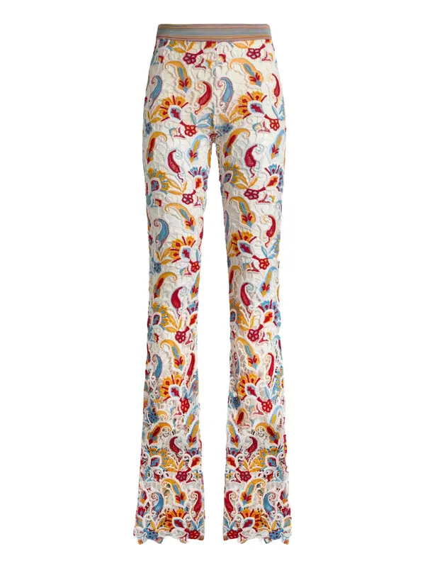 Etro Paisley Macramé Flared Trousers - White