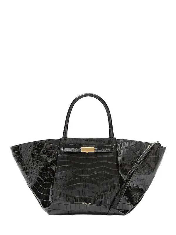 DEMELLIER The Midi New York Embossed Leather Tote - Black