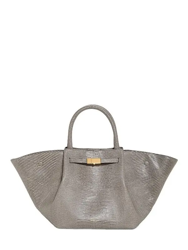 DEMELLIER The Midi New York Embossed Leather Tote - Stone