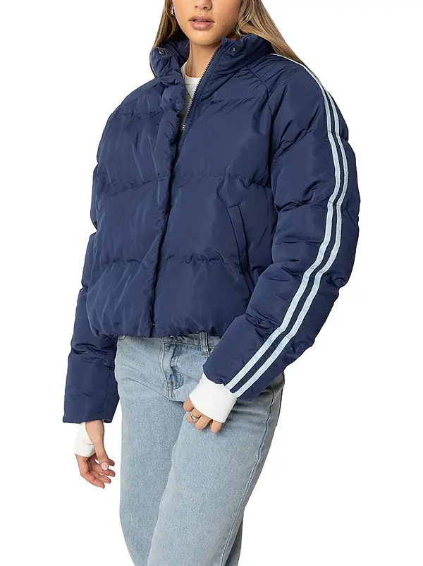 EDIKTED Side Striped Puffer Jacket - Navy