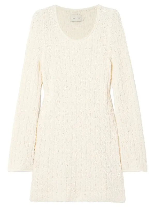 Loulou De Saison Aisala Open-knit Cotton-blend Chenille Dress - Neutrals