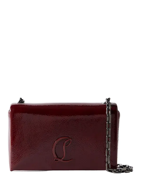 CHRISTIAN LOUBOUTIN Loubi54 Embellished Crinkled Patent-leather Shoulder Bag - Red