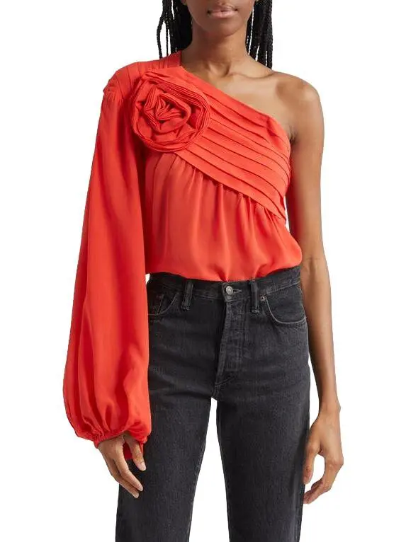 Farm Rio Rose One-shoulder Top - Red