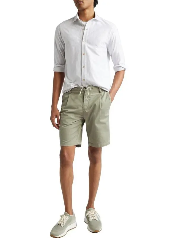 Eleventy Stretch-cotton Bermuda Shorts - Green