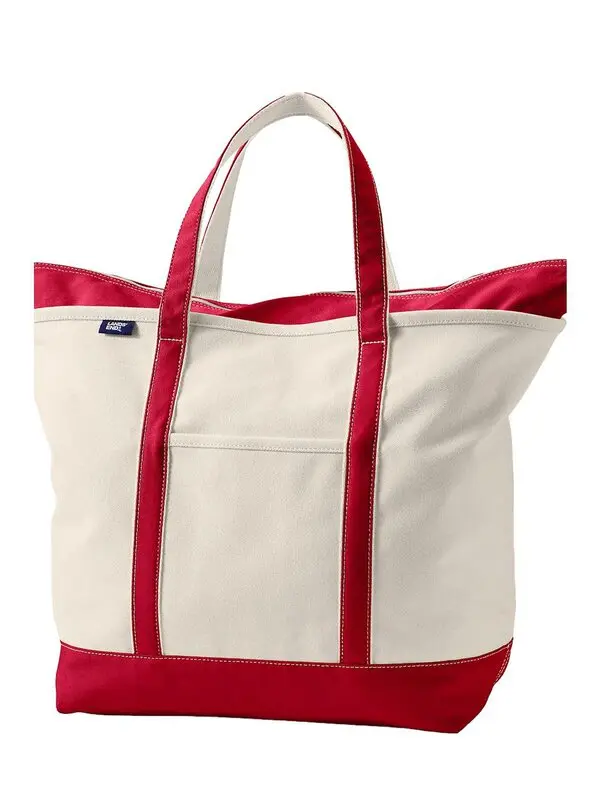 LANDS' END Canvas Tote Bag - Natural/heritage Red