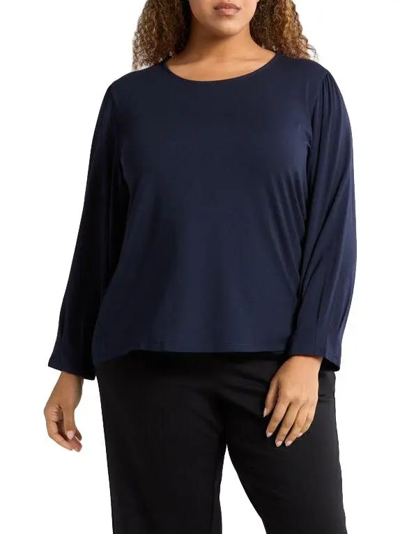 Eileen Fisher Pleated Sleeve Top - Ink