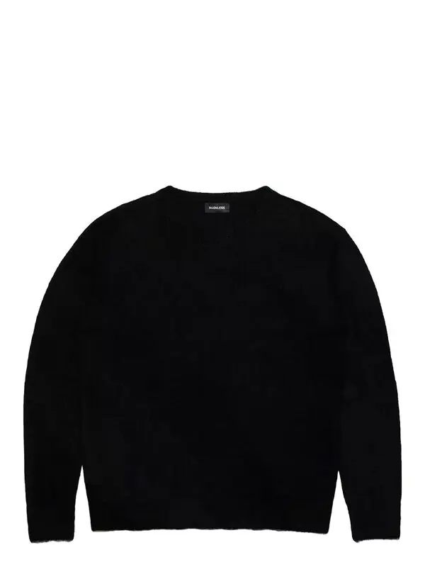 MAINLESS Crew-neck Long-sleeve Sweater - Black
