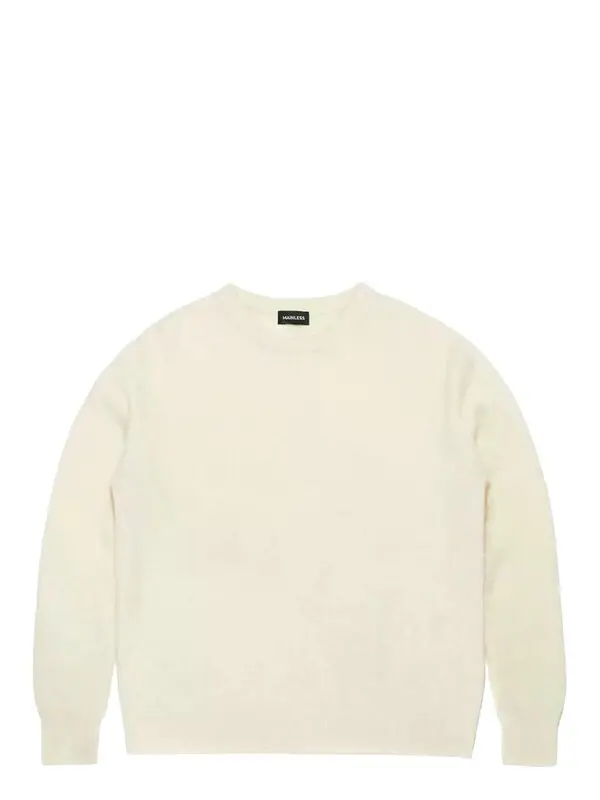 MAINLESS Crew-neck Long-sleeve Sweater - White