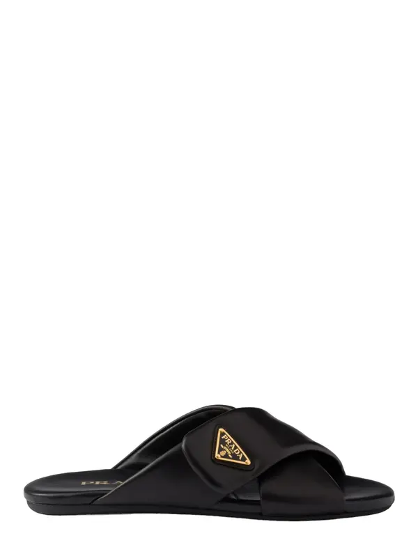 Prada Padded Nappa Leather Slides - Black