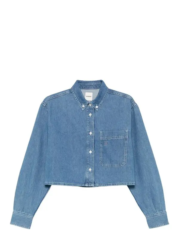 Sandro Cropped Button-down Shirt - Blue