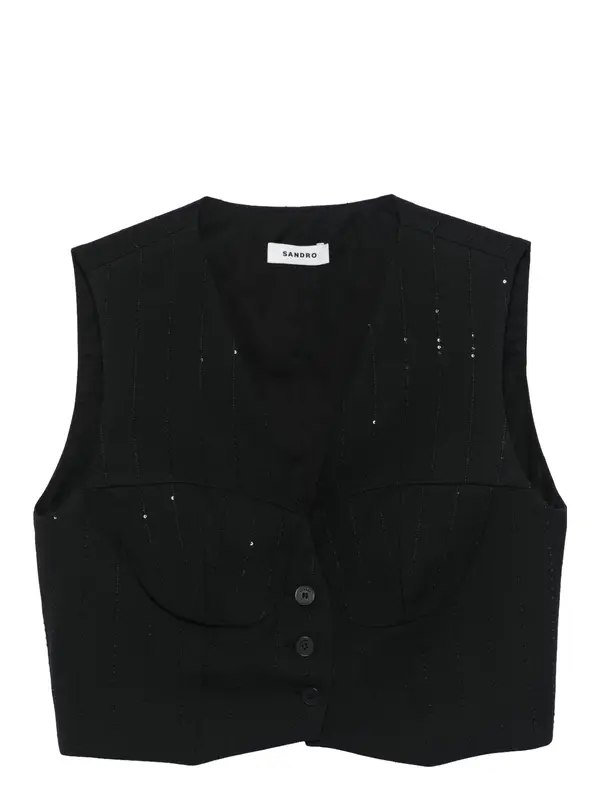 Sandro Sequined Vest - Black