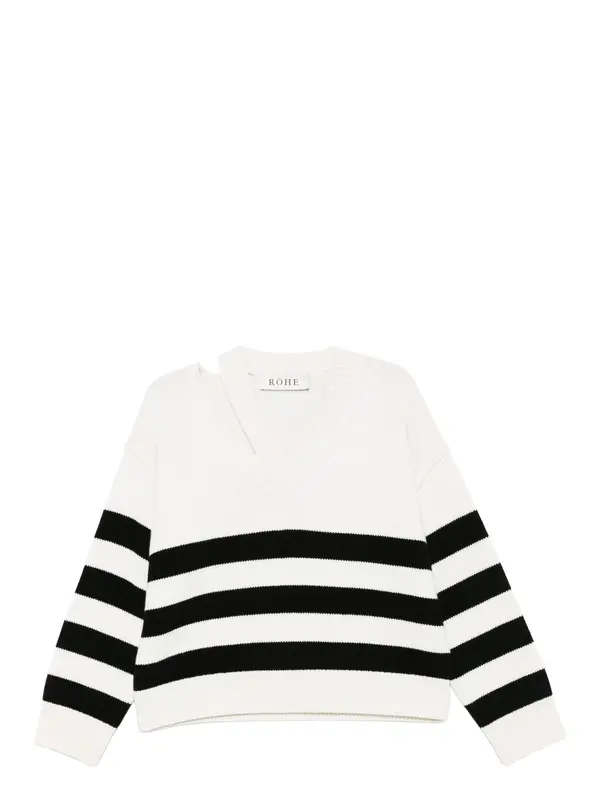 RÓHE Deconstructed V-neck Sweater - White