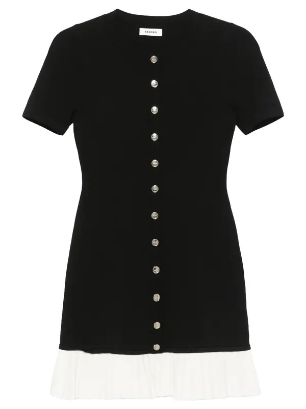 Sandro Pleated Mini Dress - Black