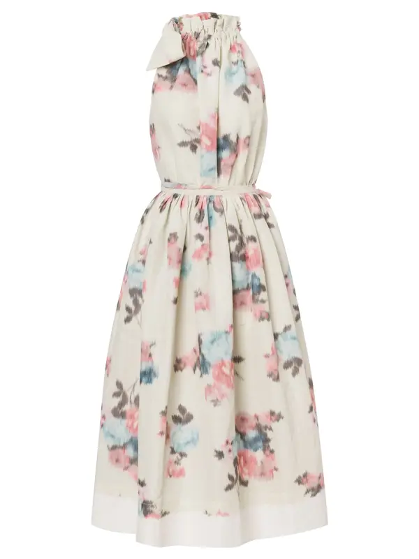 Philosophy Di Lorenzo Serafini Floral-print Halterneck Midi Dress - Neutrals