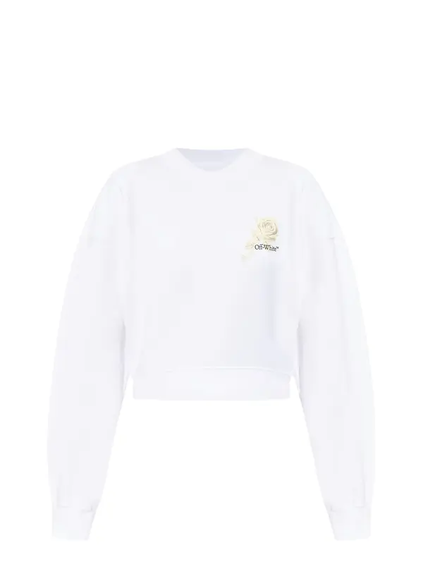 Off-White Logo-print Cropped Sweatshirt - White