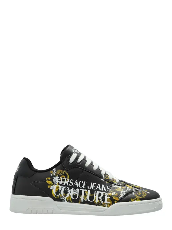 Versace Logo-embroidered Sneakers - Black