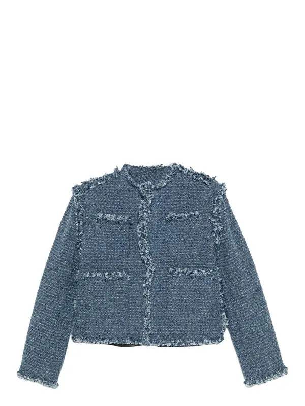 Sacai Panelled Tweed Jacket - Blue