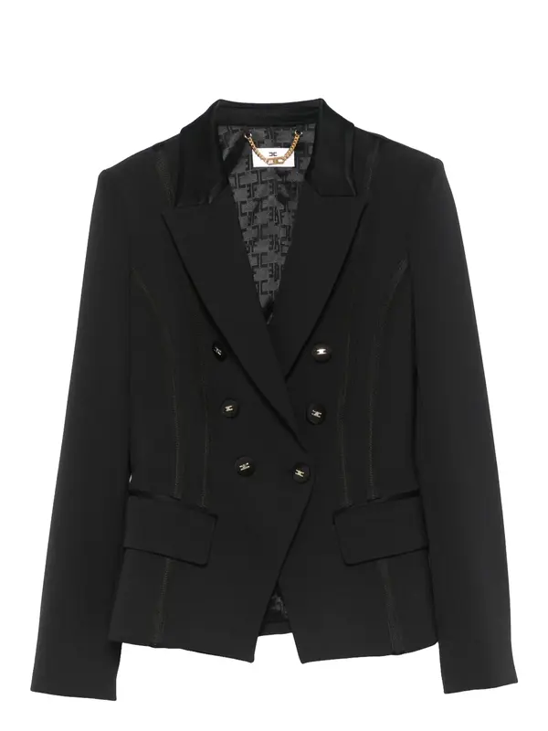 Elisabetta Franchi Crepe Blazer With Satin Details - Black