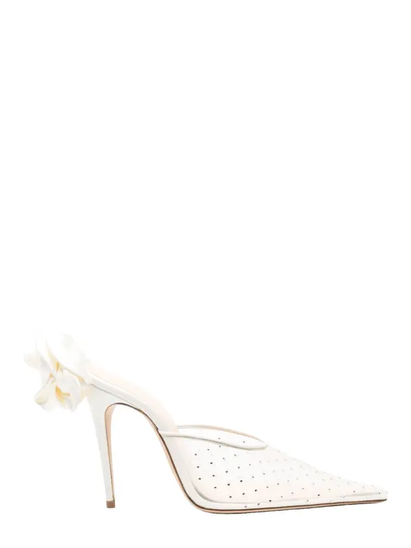 Magda Butrym 105mm Flower-embellished Mules - White