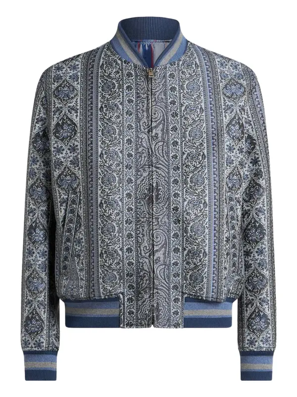 Etro Floral-jacquard Bomber Jacket - Blue