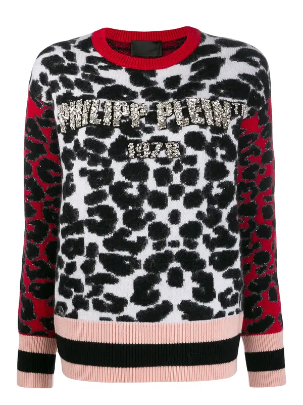 Philipp Plein Animal Print Fringed Jumper - White