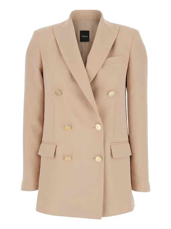 PLAIN Double-breasted Jacket With Classic Lapels - Beige