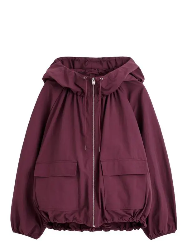 Cos Technical Hooded Parka Jacket - Red
