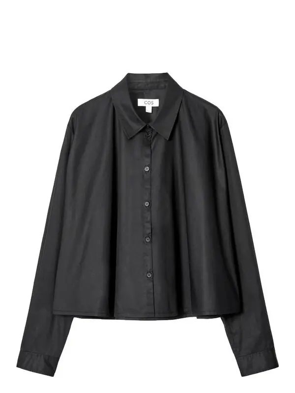 Cos Relaxed Flared Cotton Shirt - Black