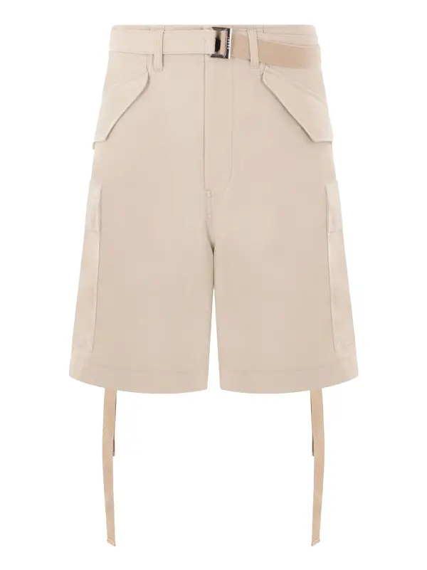 Sacai Belted Twill Cargo Shorts - Neutrals