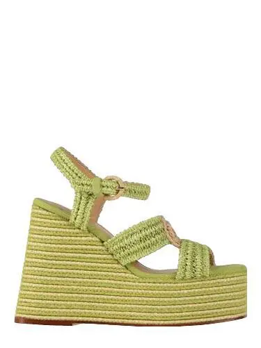 CastaÑer Raffia Wedge Sandals - Green