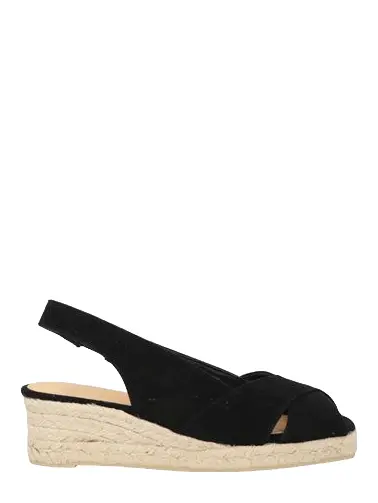 CastaÑer Leather Espadrille Sandals - Black