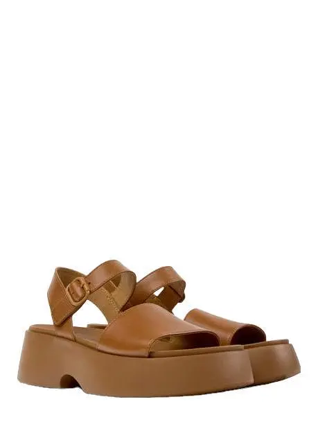 Camper Tasha Wedge Sandals - Medium Brown