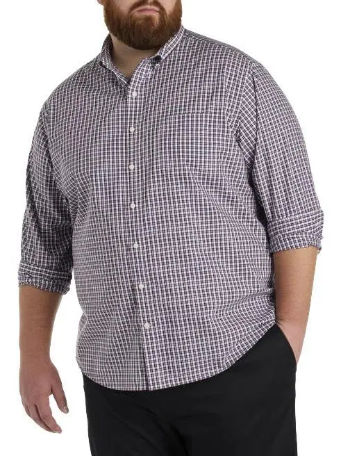 OAK HILL BY DXL Big & Tall Check Patterned Sport Shirt - Purple Multi
