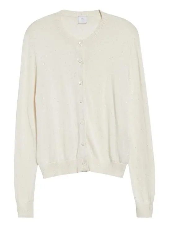 Eleventy Sequin Silk & Cotton Cardigan - White