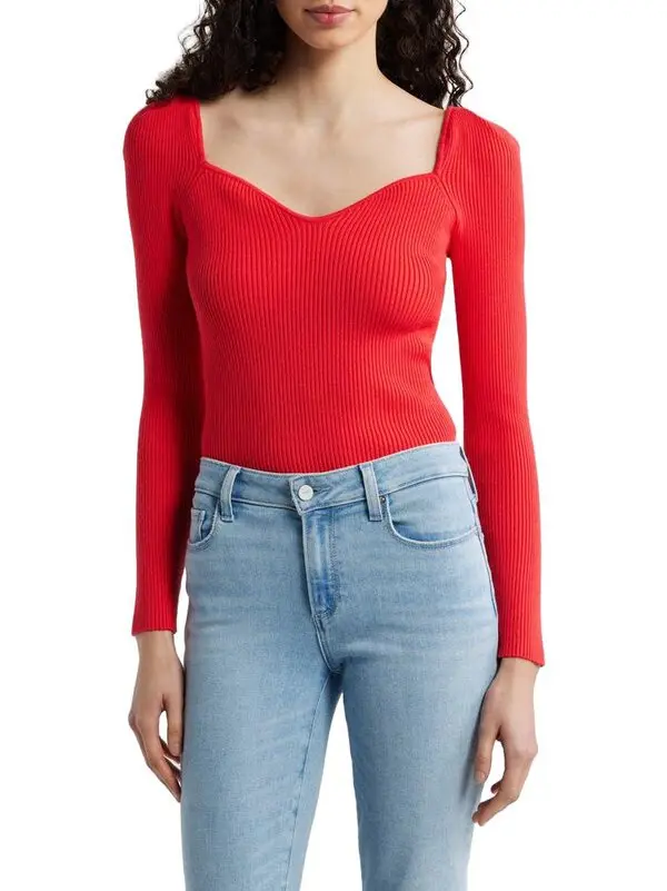 Elie Tahari Soraya Ribbed Sweater - Hibiscus