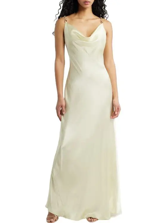 JUMP APPAREL Solid Long Satin Slip Dress - Butter