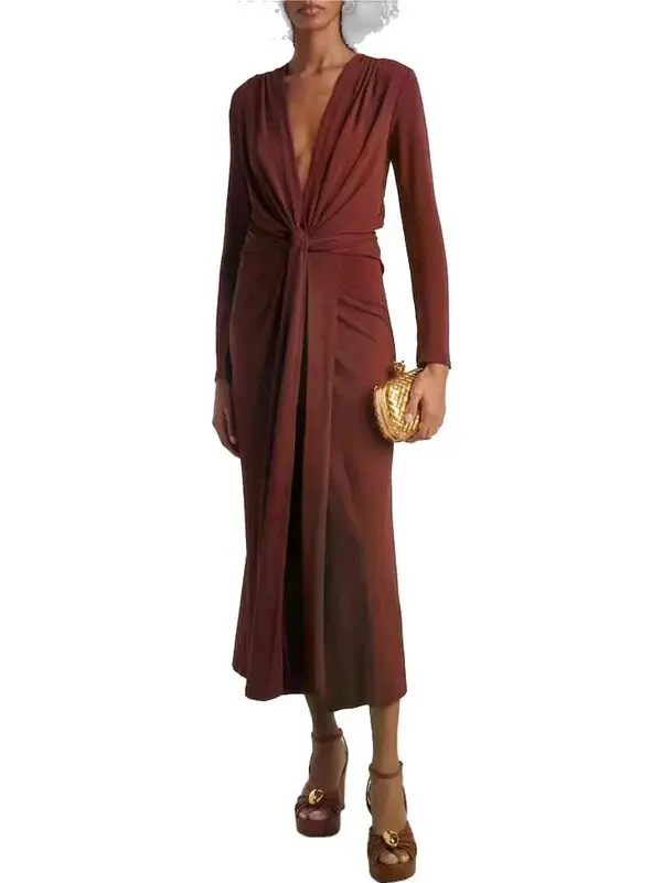 Johanna Ortiz Finding Yourself Draped Jersey Maxi Dress - Brown
