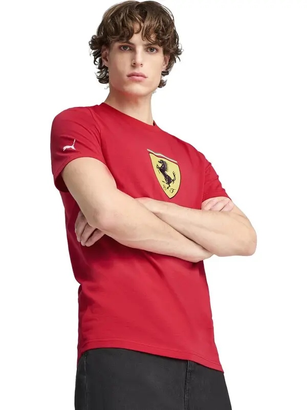 PUMA Scuderia Ferrari Race Colored Big Shield Tee, Size - Red