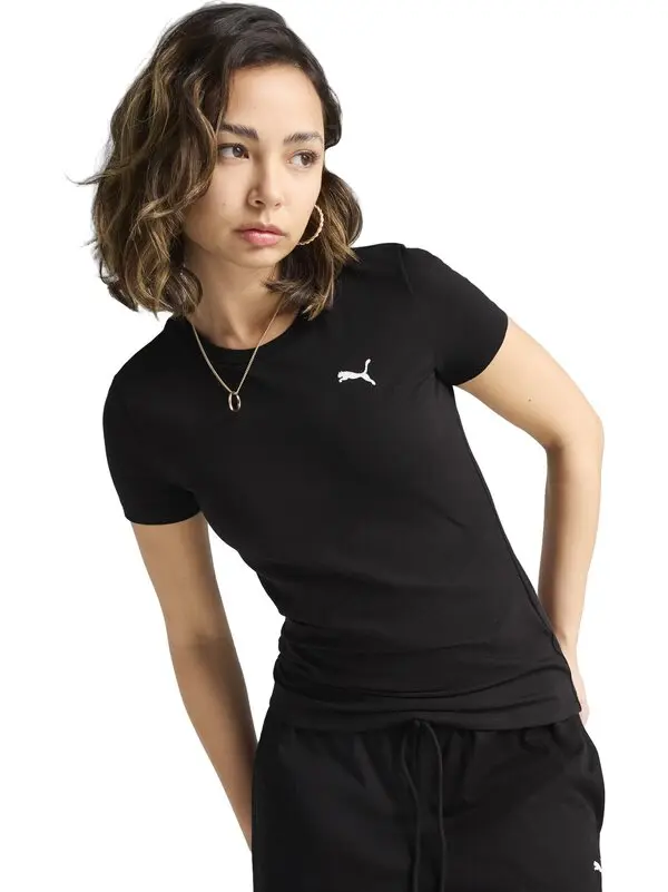 PUMA Slim Fit Tee With Logo - Black