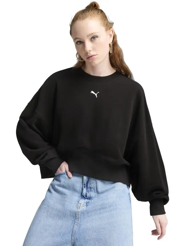PUMA Essentials Oversized Crew Neck Sweatshirt - Black